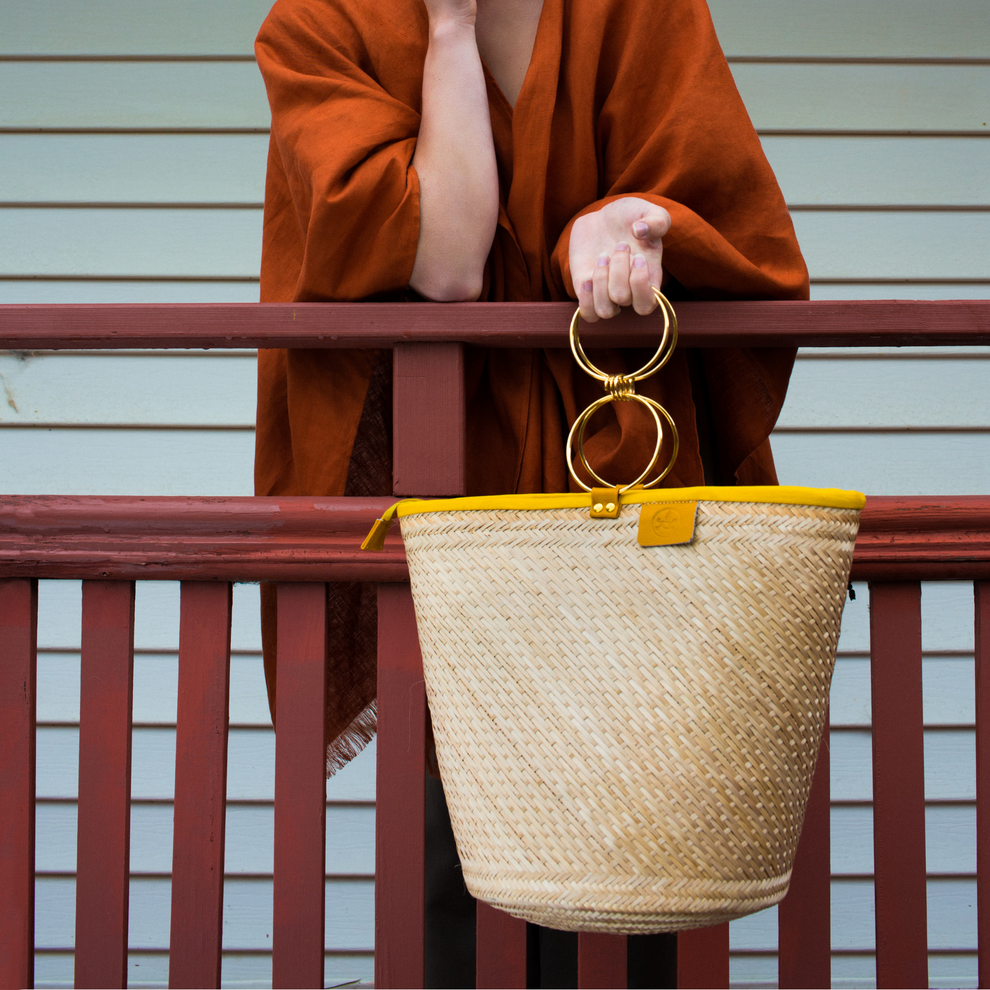 Alejandra Collective- Caribbean Wayuu Woven Basket Bag Yellow